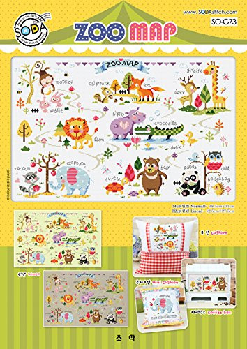 SO-G73 ZOO MAP- SODA Cross Stitch Pattern leaflet- authentic Korean ...