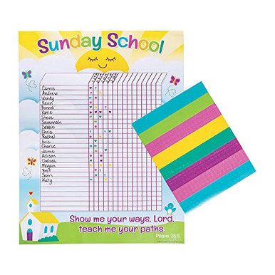 Fun Express Sunday School Attendance Chart -Includes 480 Stickers and 1 ...