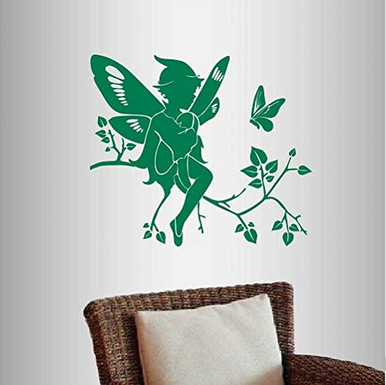 Wall Vinyl Decal Home Decor Art Sticker Elf Sitting on Branch Kids ...