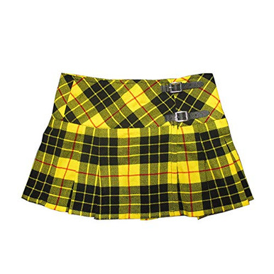 Viper London Ladies' Yellow Tartan 13 Inch Pleated Mini Skirt/Micro ...