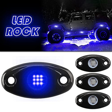 4 Pods LED Rock Lights Blue Waterproof LED Neon Underglow Light for ...