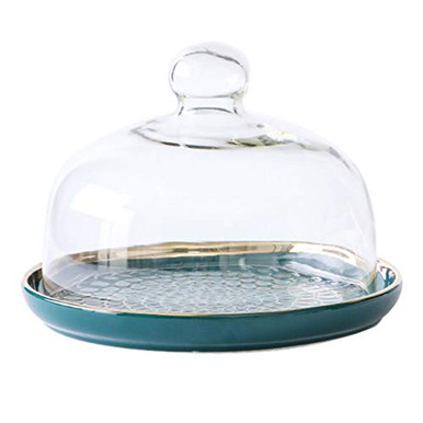 DOITOOL Clear Glass Dome Cloche with Ceramic Base Tay Handle Cloche ...