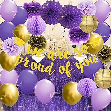 Graduation Decorations 2021 Purple Gold Grad Purple Gold Balloon We Are ...