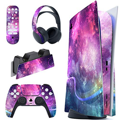 PlayVital Purple Galaxy Full Set Skin Decal for PS5 Console Disk ...