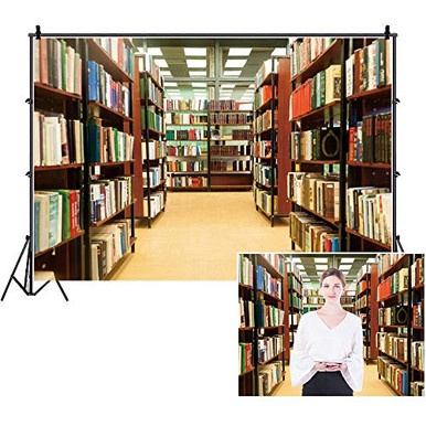 YongFoto 7x5ft Library Backdrop Bookstore Bookshop Bookshelf Zoom ...