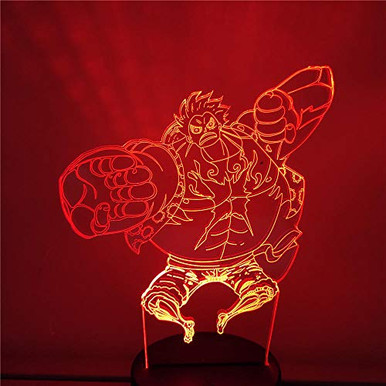 3D Night Lights LED Illusion lamp Anime Figures One Piece Luffy Gear 4 ...