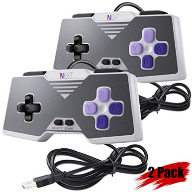 2 Pack USB Retro SNES Controller Gamepad Joystick- iNNEXT Super Classic ...