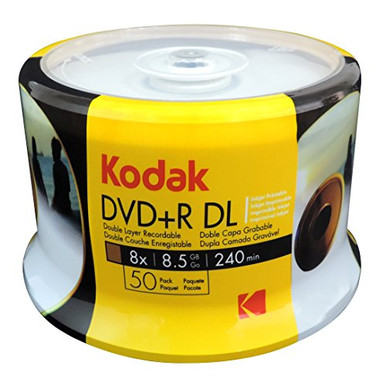 KODAK DVD+R DL 8x 8.5GB 50-Pack Cakebox, White Inkjet Printable ...
