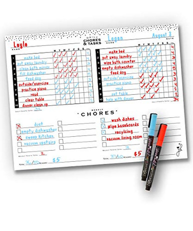 Jennakate - Mid Mod - Multiple Child Family Chores Chart for Fridge ...