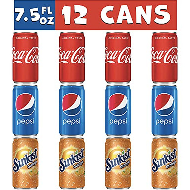 Bundle of Variety Soda Drinks - 12 Pack of 7.5 Fluid Ounce Mini Cans ...