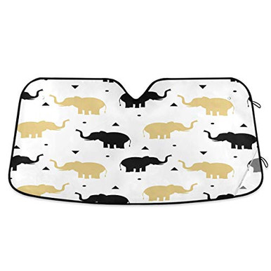 Blueangle Cute Black Gold Elephants Windshield Sun Shade Universal-Fit ...