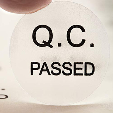 QC Passed Label Sticker Clear PVC Material Diameter 3CM Large Size QC ...