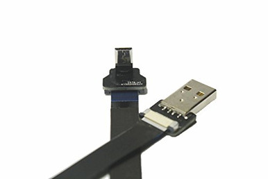 Black FPV Flat Slim Thin Ribbon FPC Cable Micro USB 90 Degree Angle to ...