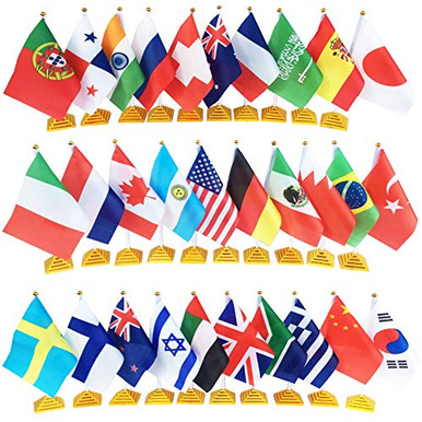 30 Countries Desk Flags Pack International Table Flag Office Flag Stand ...