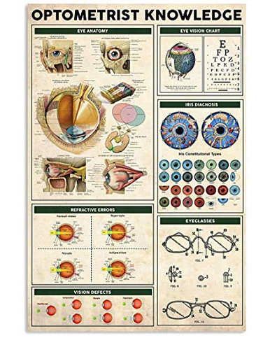 TIME CITY Optometrist Knowledge Poster Anatomy- Vision Chart- Iris Diagnosis- Refractive Errors ...