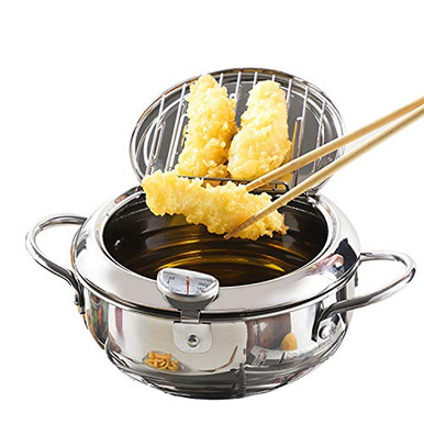 Stainless Steel Deep Frying Pot Japanese Style Deep Frying Pan Tempura ...