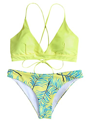 SweatyRocks Women's Sexy Bathing Suit Floral Print Cross Back Bikini ...