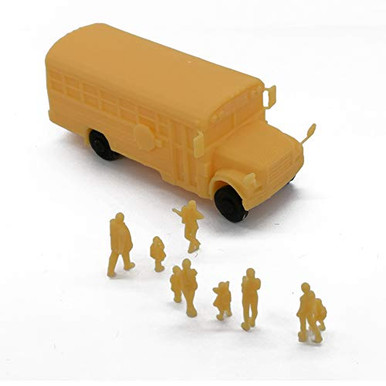 Outland Models Railroad Scenery School Bus with Kids and Parents HO ...