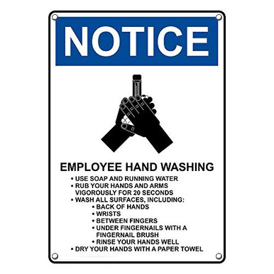 Weatherproof Plastic Vertical OSHA NOTICE Employee Hand Washing Sign ...