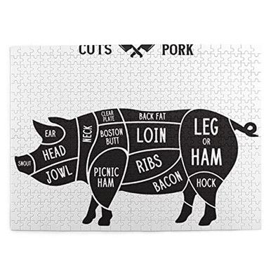 KENADVI 500 Piece Jigsaw Puzzles for Kids Ages 4-8 Pork Eat Meat Retro ...