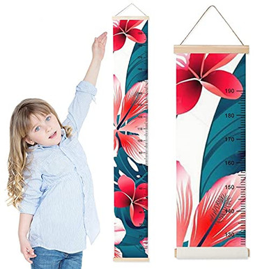 Growth Chart for Kids Red-Flower Leaves Children Height Measurement ...