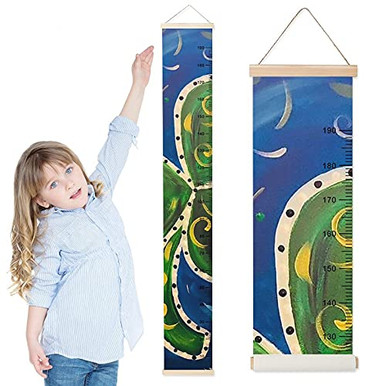 Growth Chart for Kids Leaves Blue Children Height Measurement Ruler ...