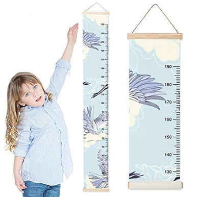 Kids Growth Chart Cranes Blue Children Height Measurement Ruler Nursery ...
