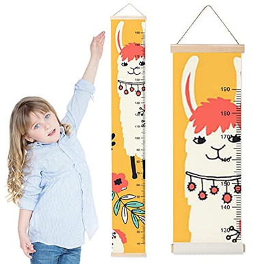 Kids Growth Chart White Cute Llama Yellow Children Height Measurement ...