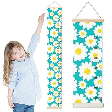 Kids Growth Chart Daisies Teal Children Height Measurement Ruler ...
