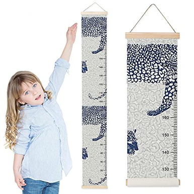 Kids Growth Chart Lepoards Blue Children Height Measurement Ruler ...