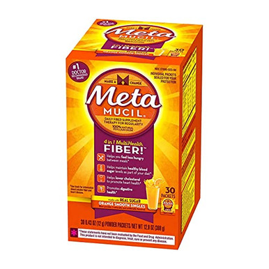 Metamucil Fiber Singles Smooth Texture Orange - 30 Packets ...