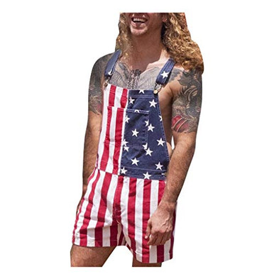 Men's One Piece Romper 3D Printed USA Flag Rompers Male Jumpsuit Shorts ...