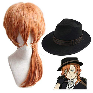 ZSTO Nakahara Chuuya Wig with Hat-Anime Stray Dogs Cosplay Costume ...