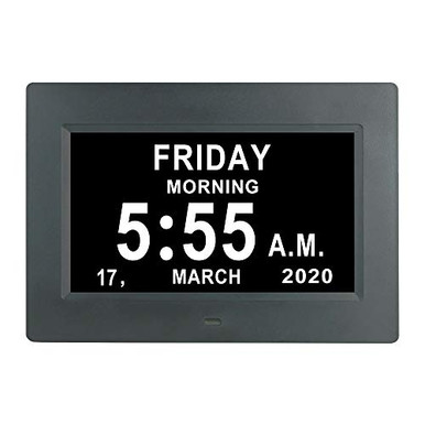 7 Inch Digital Calendar Day Date Clock-12 Alarm Options with Auto ...
