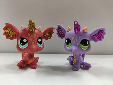 2pcs/Lot Littlest pet Shop Rare Lps Red and Purple Sparkle Glitter ...