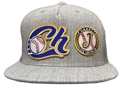 Charros de Jalisco New Logo 2 Logos en Frente hat Heather Gray mesh ...