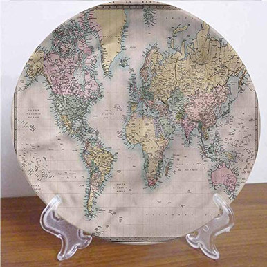 6 Inch World Map Ceramic Dinner Plate Antique Chart Old Empires Ceramic ...