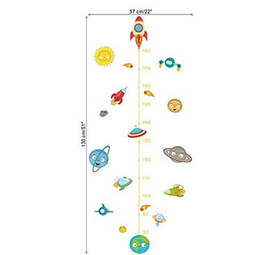 Wall Art Decals Stickers Wall Quote Solar System Rocket Height Measure ...