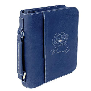 Personalized Blossom Large Leatherette Book/Bible Cover with Handle and ...