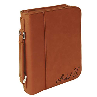 Personalized Large Leatherette Book/Bible Cover with Handle and Zipper ...