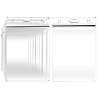 10 Pack Vertical ID Badge Holders Large Clear Plastic Name Tag Holder ...