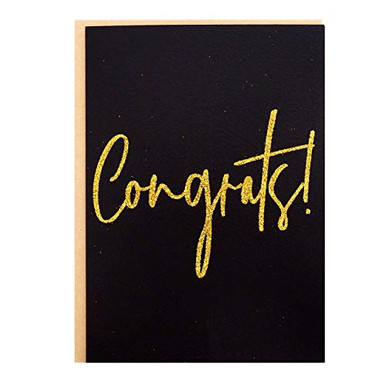 Congratulations Card - Single "Congrats!" Greeting Card in Gold Glitter ...