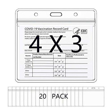 20 Pack Clear CDC Vaccination Card Protector 4 X 3 in Card Sets ...