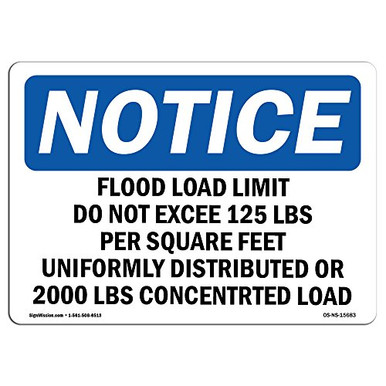 OSHA Notice Sign - Notice Floor Load Limit Do Not Exceed 125 - Vinyl ...