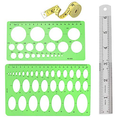 2Pcs Drawing Templates Geometric Drawings Templates Plastic Clear Green ...