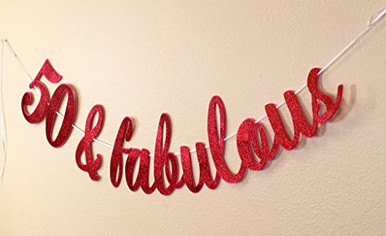 All About Details 50 and Fabulous Cursive Banner -Red ...