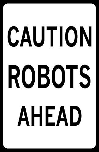 Magnet Caution Robots Ahead Car Magnetic Vinyl Bumper Sticker 5'' x 4 ...