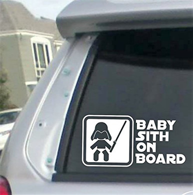 Baby Sith on BOARD Lightsaber- 6" wide -color- WHITE- decal laptop ...