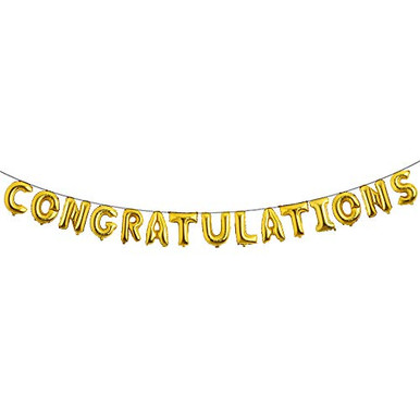 16 inch Multicolor Lowercase Congratulations Letters Banner Gold ...