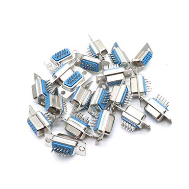 Hxchen D-sub Connector DB15 Female Socket 15-pin 3-Row Port Terminal ...